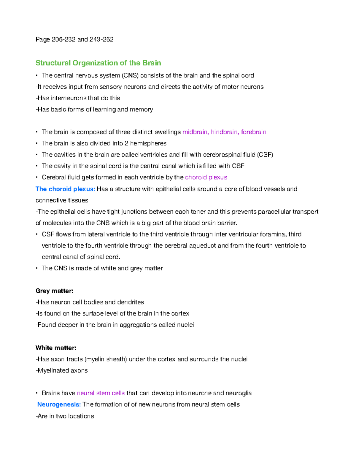 The Nervous System-2 - Lecutre notes - Page 206-232 and 243 ...