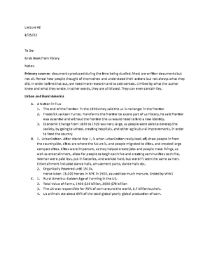 Lecture #10 - Notes from 10th Class - Lecture # 9/22/ To-Do: History ...