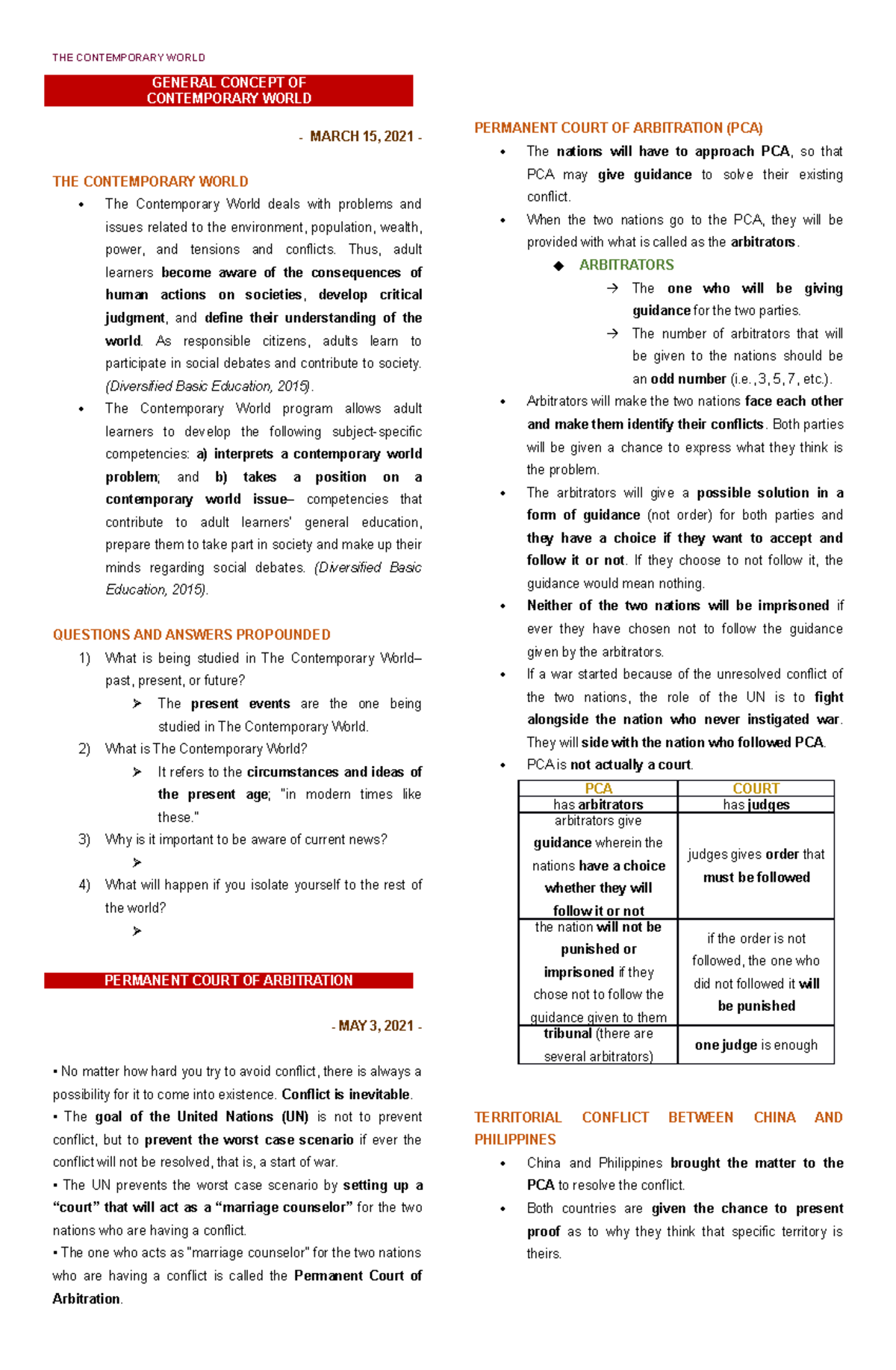 The Contemporary World Lessons - GENERAL CONCEPT OF CONTEMPORARY WORLD ...