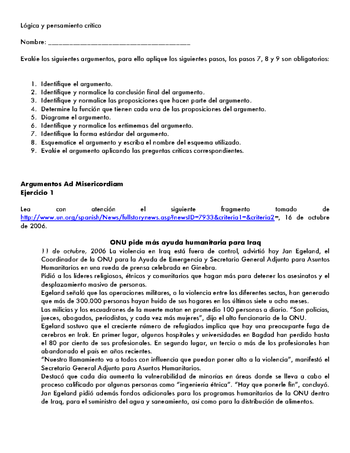 Taller completo Argumento por Ad verecundiam%2c Ad Misericordiam%2c Ad ...
