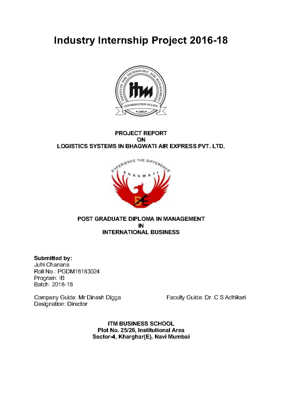 Industry Internship Project 2016 18 PROJ - Industry Internship Project ...