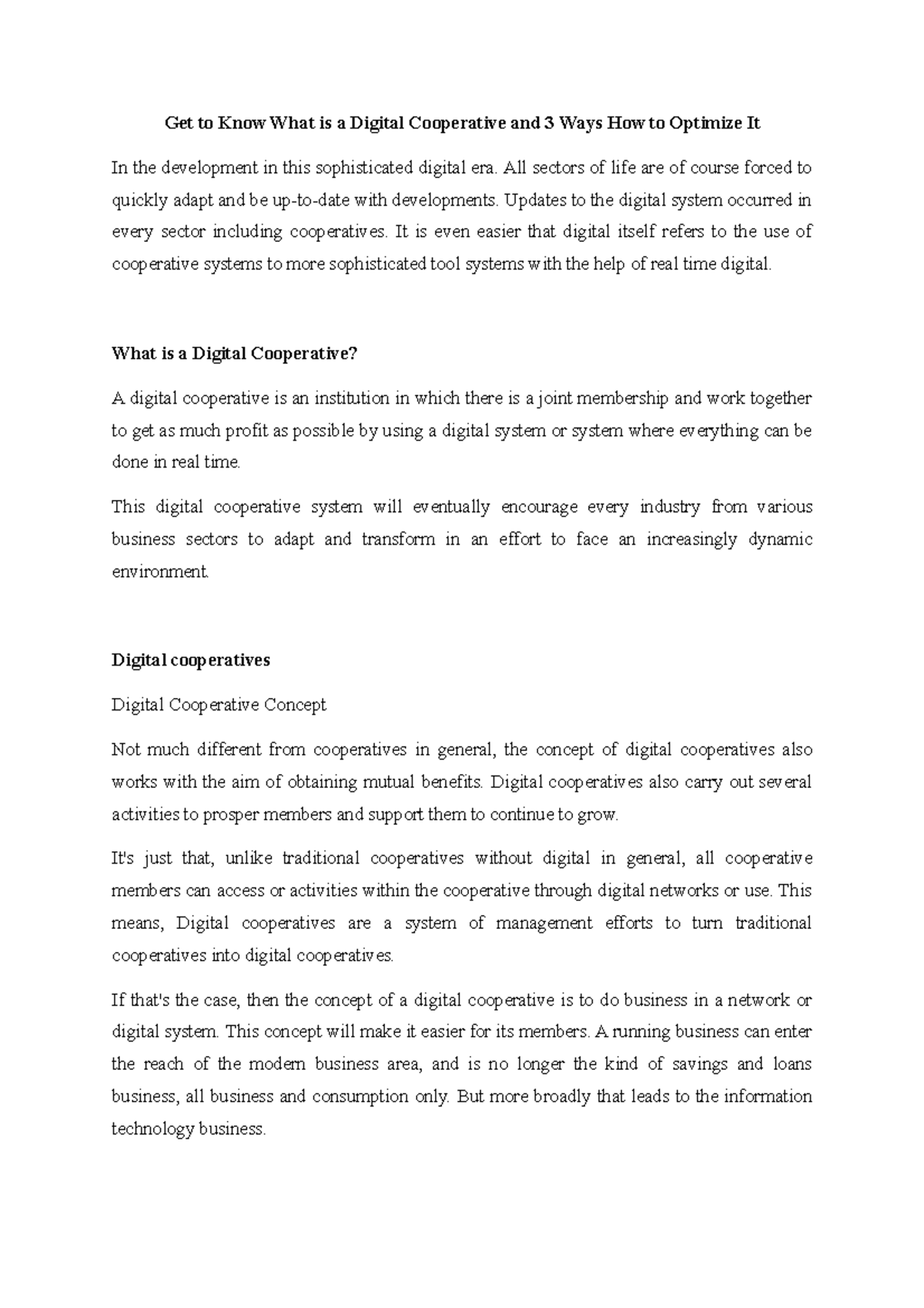 Get to Know What is a Digital Cooperative and 3 Ways How to Optimize It ...