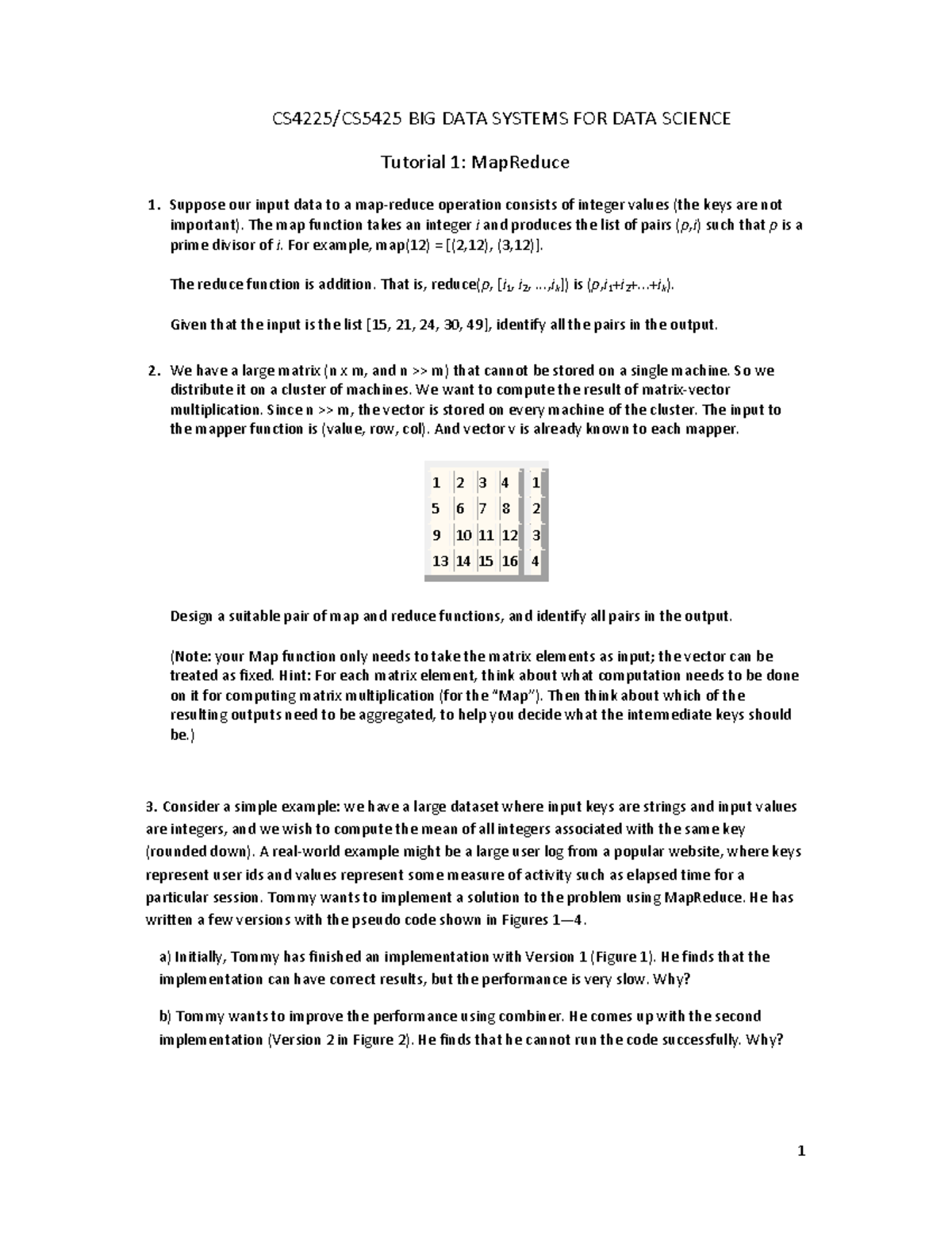 Tutorial 1 - 1 CS4225/CS5425 BIG DATA SYSTEMS FOR DATA SCIENCE Tutorial ...