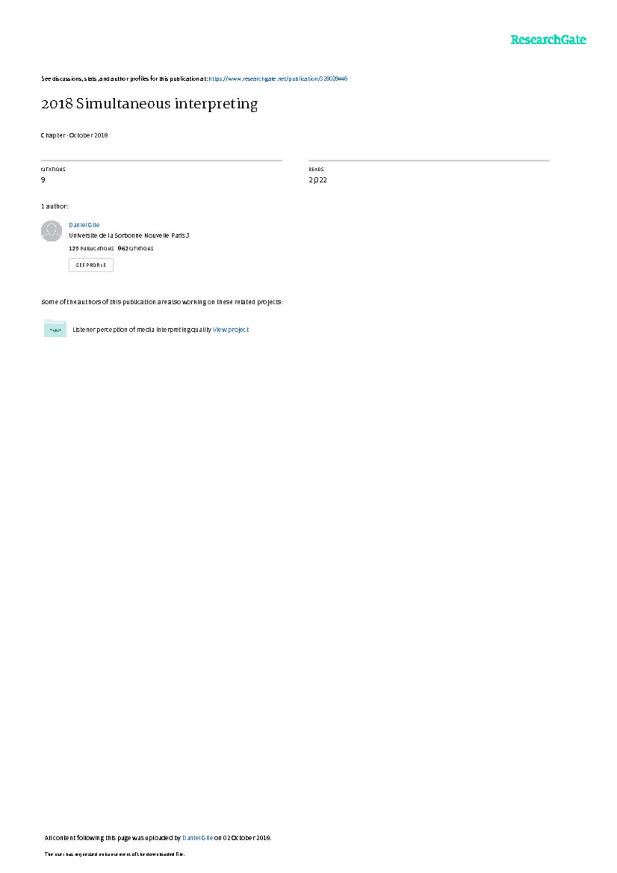 Simultaneous interpreting in CHAN ed Encyclopedia - See discussions ...
