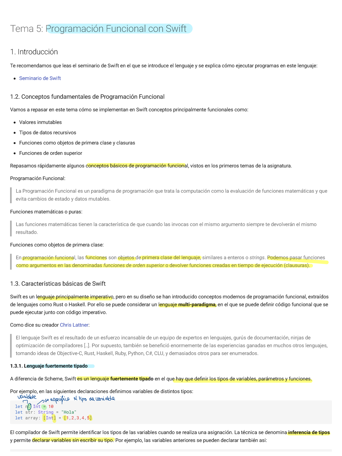 Swift Teoría 1 - Tema 5: Programación Funcional con Swift 1 ...