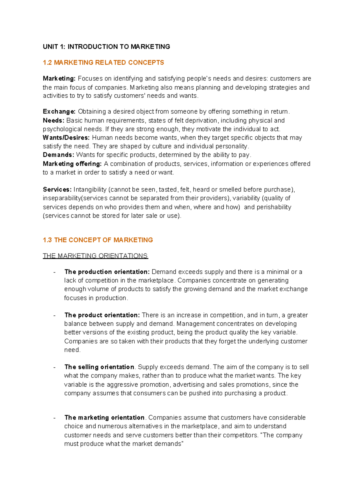 UNIT 1 Introduction TO Marketing - UNIT 1: INTRODUCTION TO MARKETING 1 ...