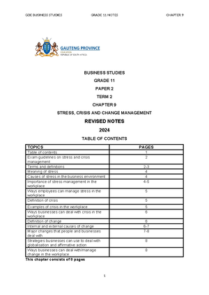 2020 Business Studiess Grade 11 Notes Chapter ONE - BUSINESS STUDIES ...