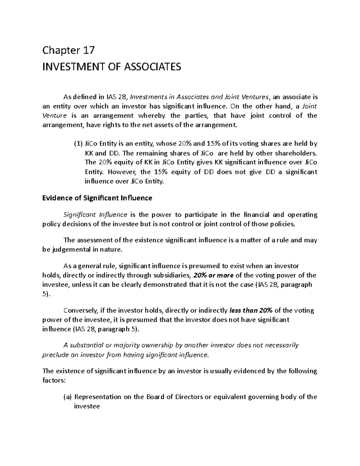 Chapter 17 - Lecture notes 17 - Chapter 17 INVESTMENT OF ASSOCIATES As ...