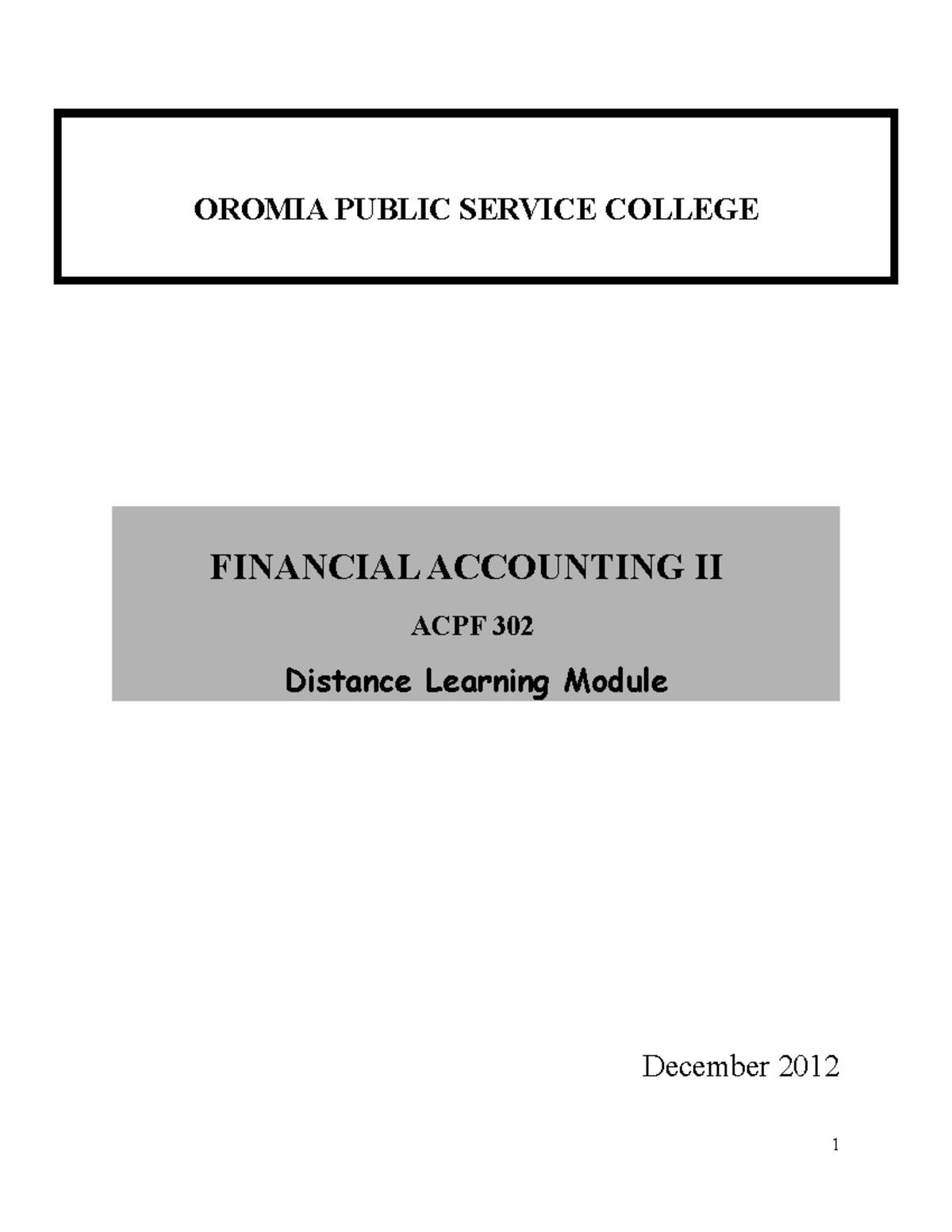 FA II Module - handout - OROMIA PUBLIC SERVICE COLLEGE FINANCIAL ...