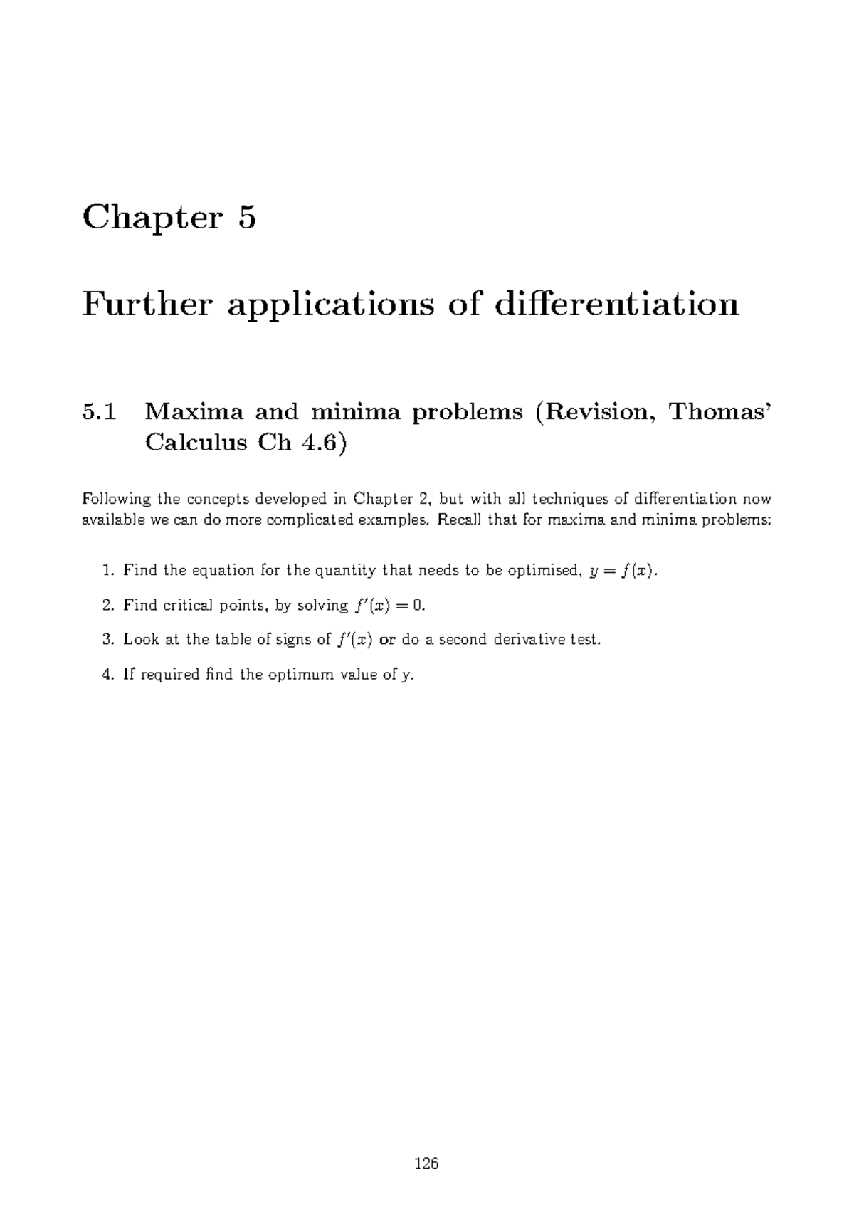 Chapter 5 differention - Chapter 5 Further applications of ...