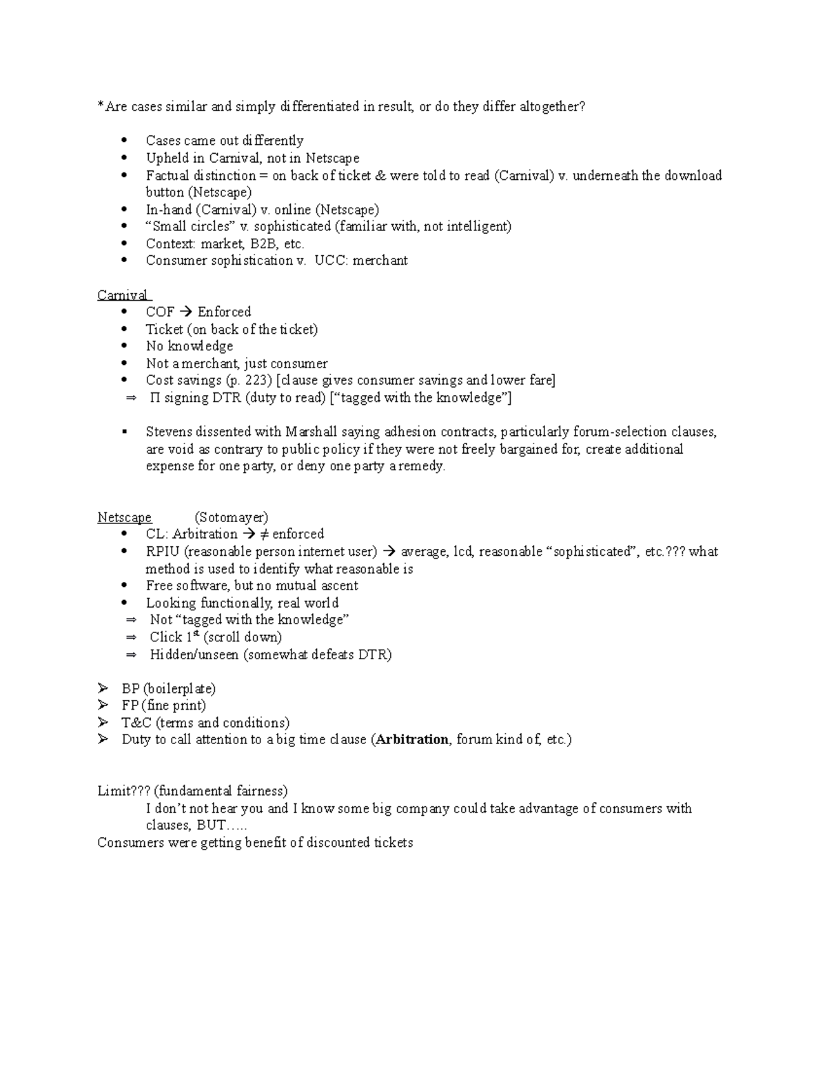 Class Notes 2 - *Are cases similar and simply differentiated in result ...