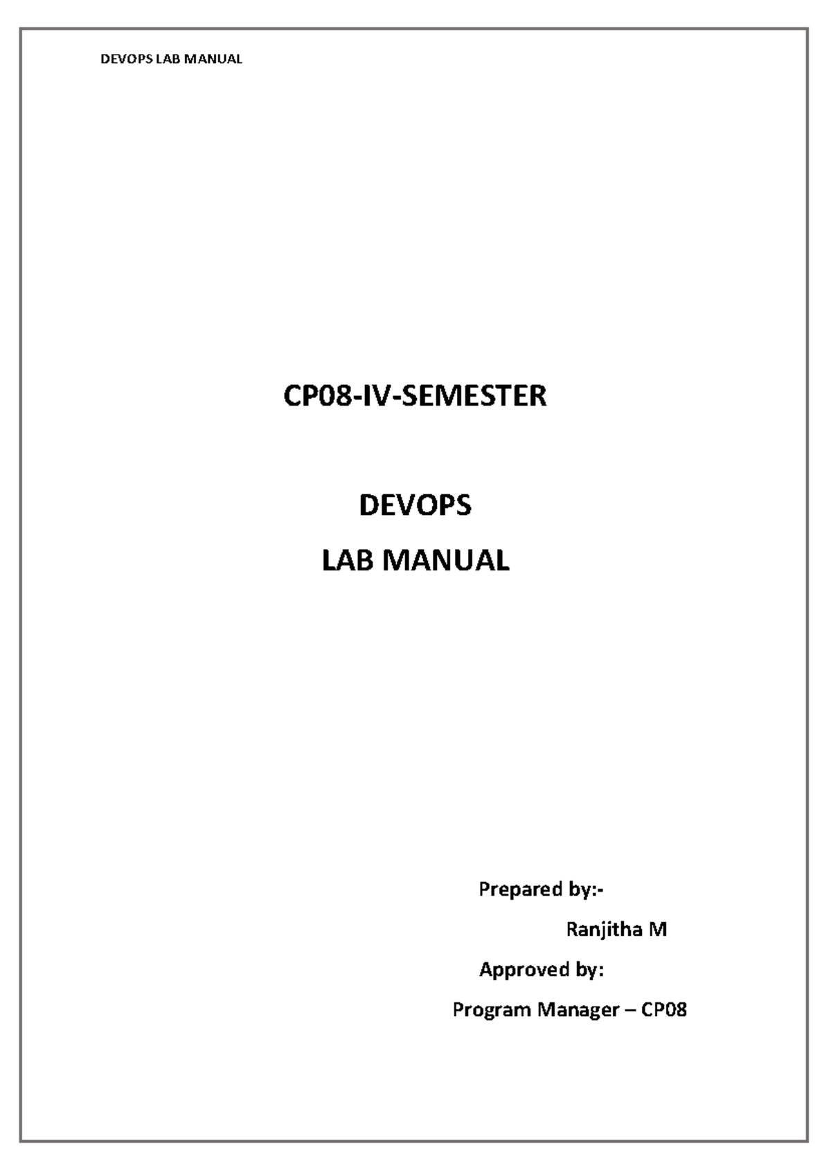 559075949 Devops Lab Manual 1 1 Cp08 Iv Semester Devops Lab Manual Prepared By Ranjitha M