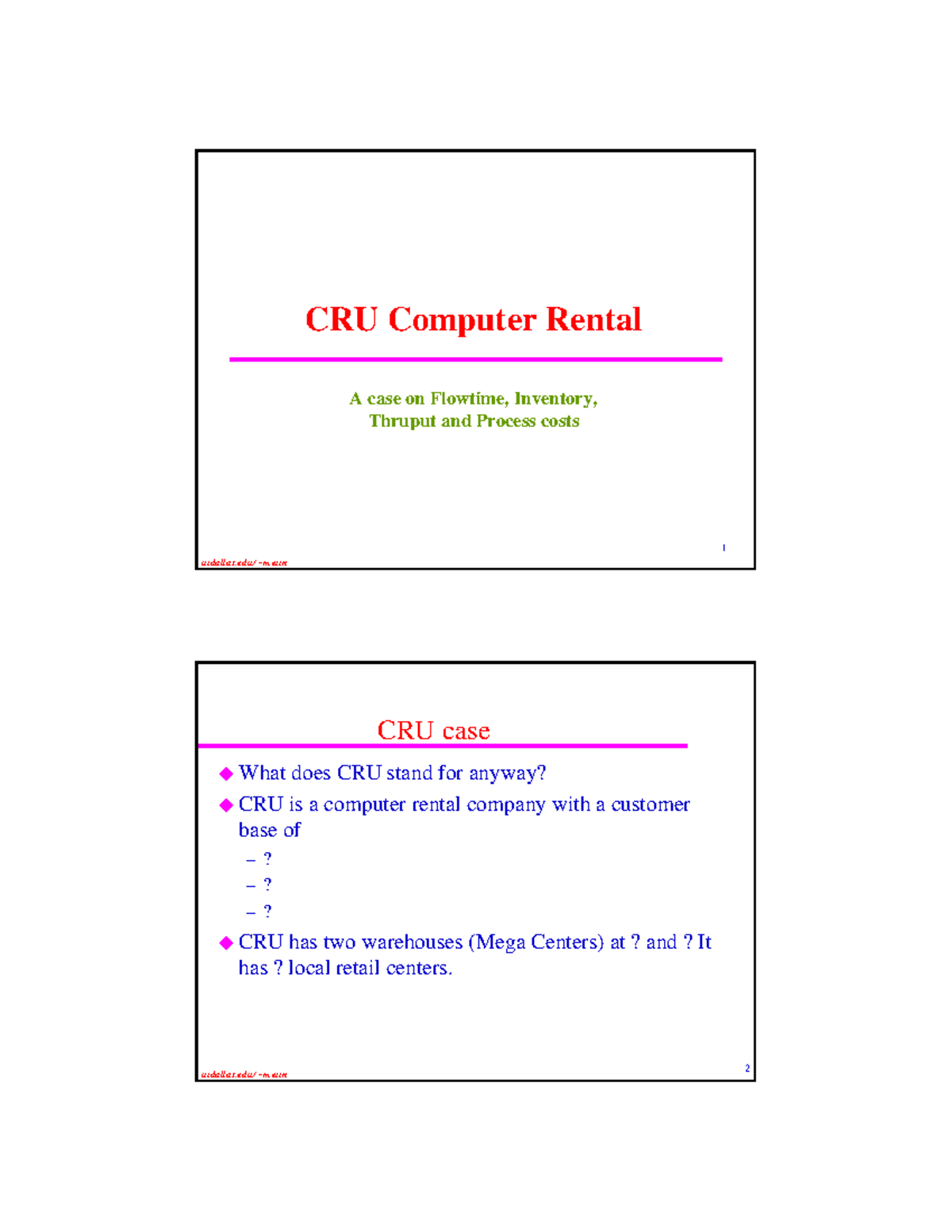 125041 - team work - 1 utdallas/ ~m etin CRU Computer Rental A case on ...