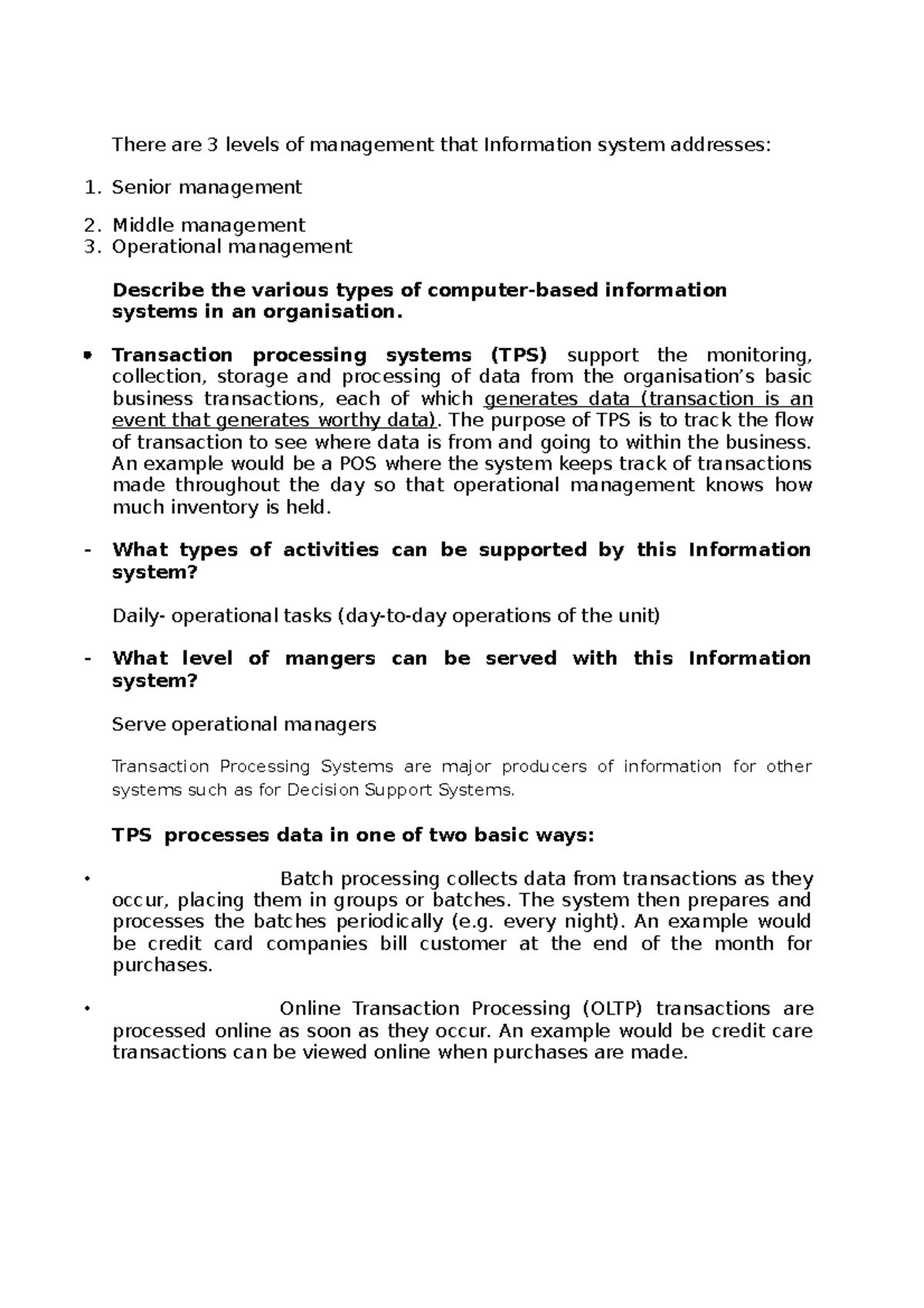 Note2 - Lecture notes 2 - There are 3 levels of management that ...
