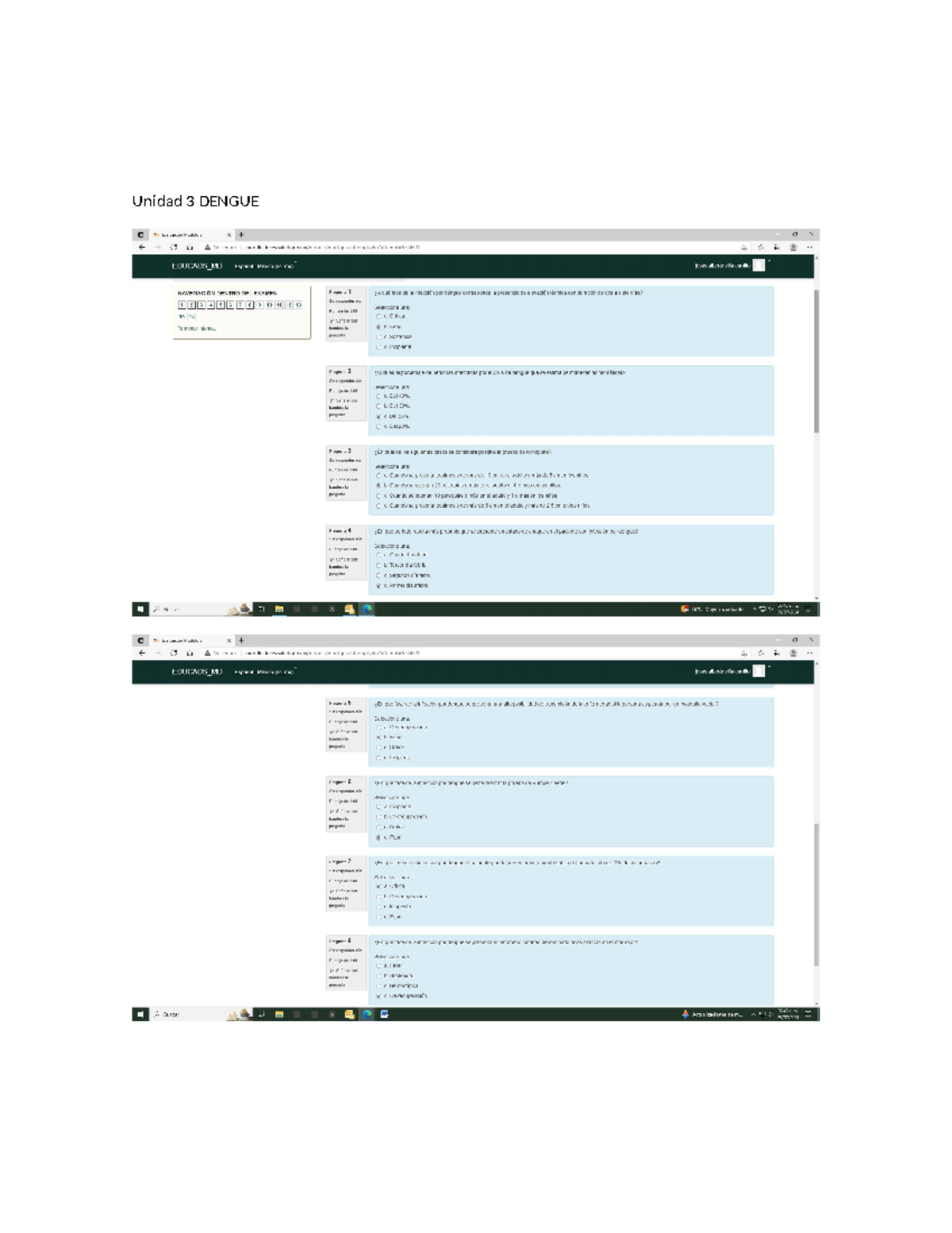 Dengue Educads Unidad 3 Y 4 - Unidad 3 DENGUE Evaluacion Modulo 3 x C G A No seguro EDUCADS MD ...