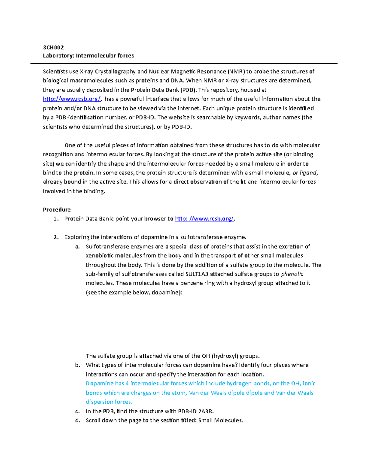 3CH002-IMF-Lab practical report 2 - Copy - 3CH Laboratory ...