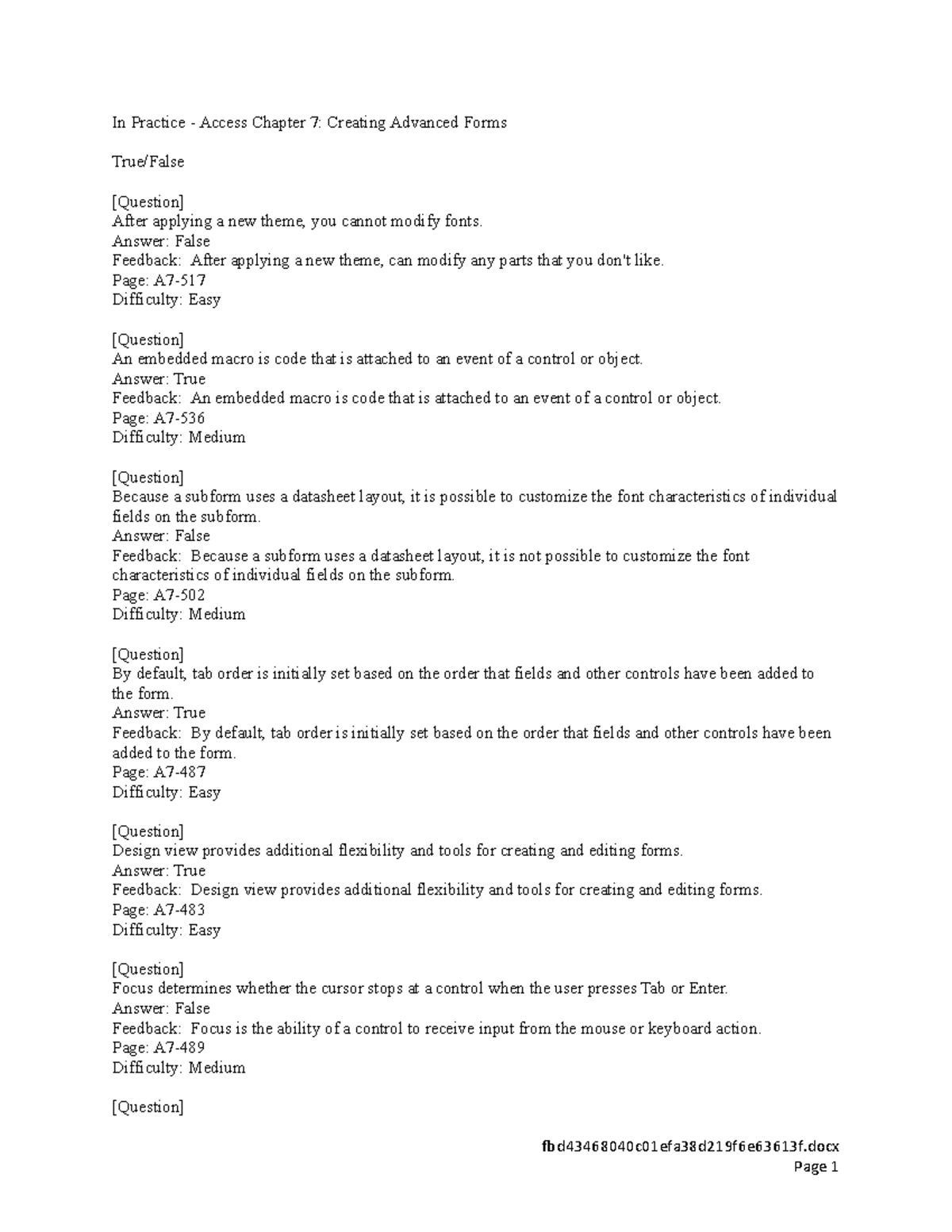 Information Systems Access Chapter 7 - In Practice - Access Chapter 7 ...