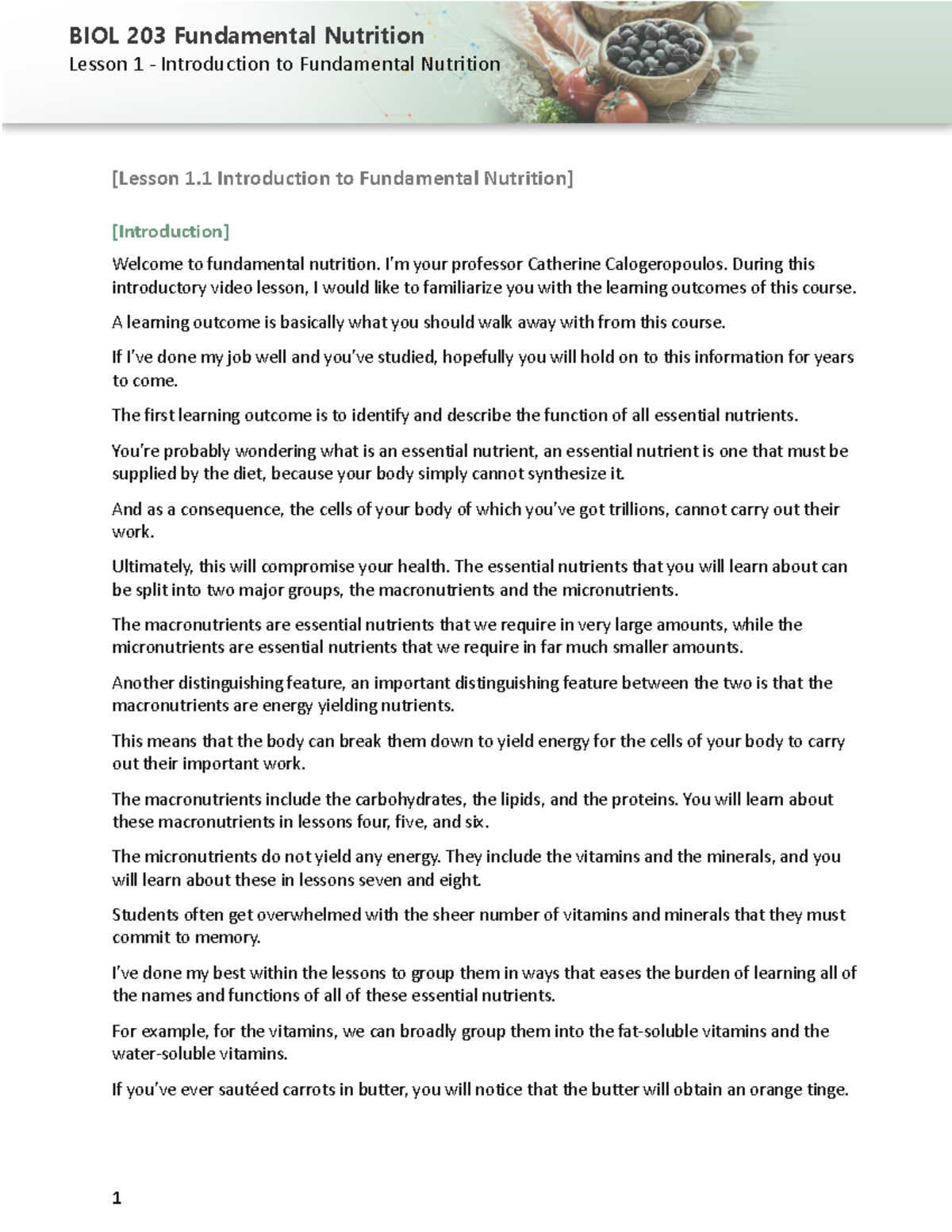 Midterm L1-5 - Lesson 1 - Introduction to Fundamental Nutrition [Lesson ...
