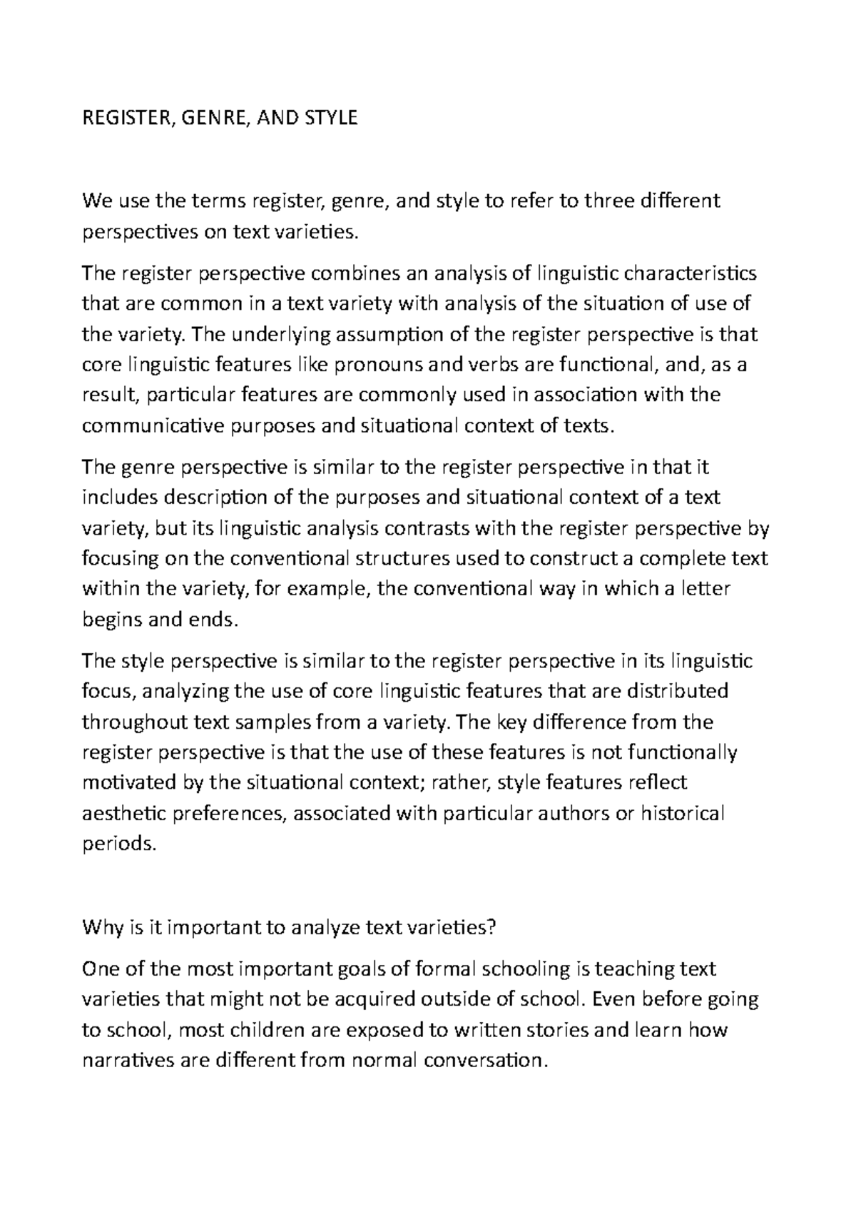 Register.. CAP 7 - REGISTER, GENRE, AND STYLE We use the terms register ...