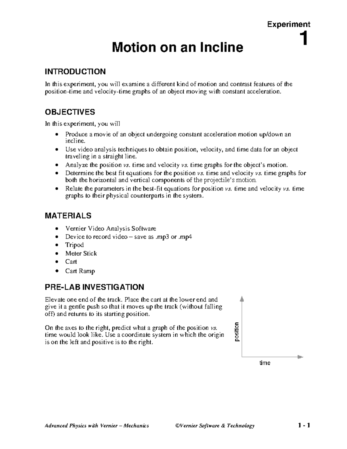 01 Motion on an Incline Modified - 1 Advanced Physics with Vernier ...