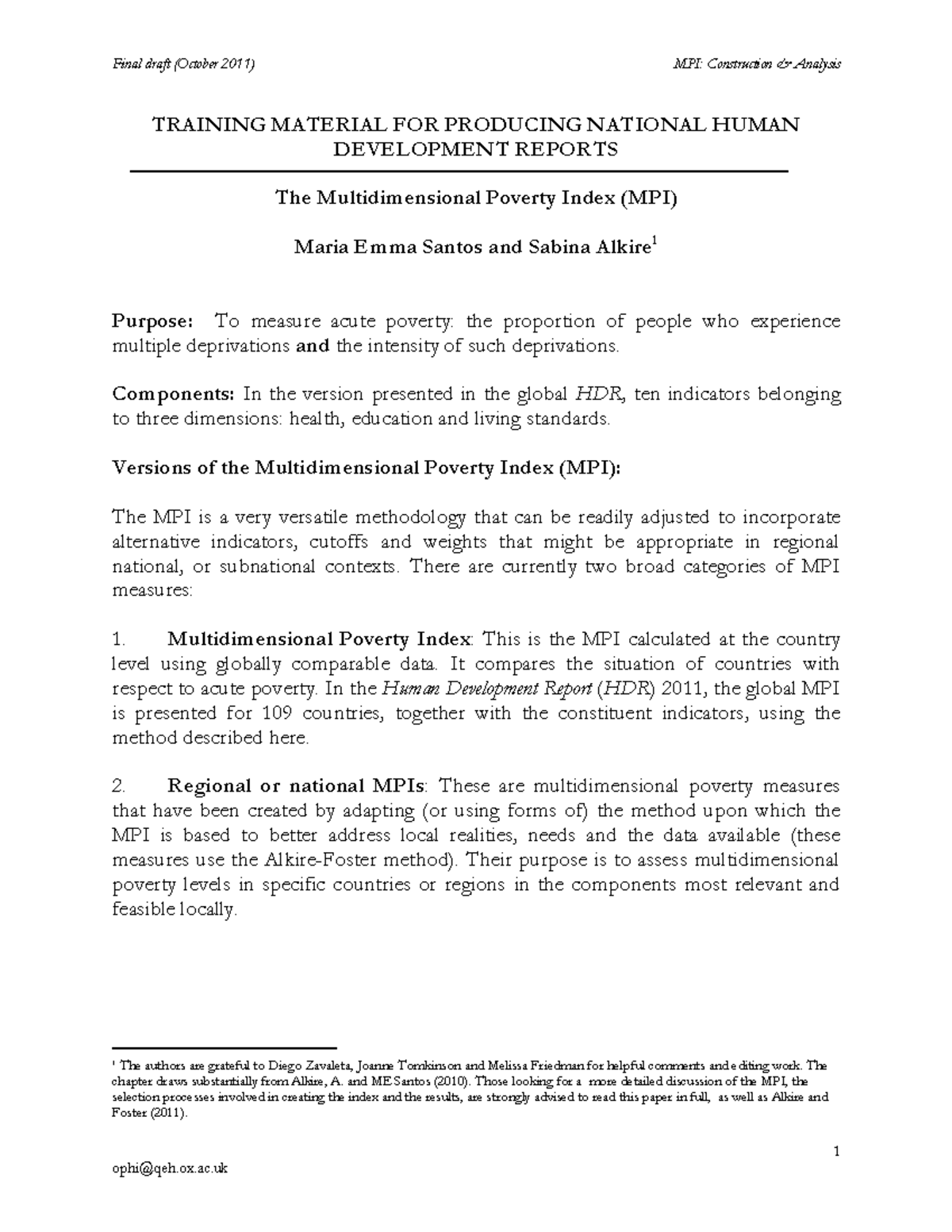 MPI Primer - 1 TRAINING MATERIAL FOR PRODUCING NATIONAL HUMAN ...