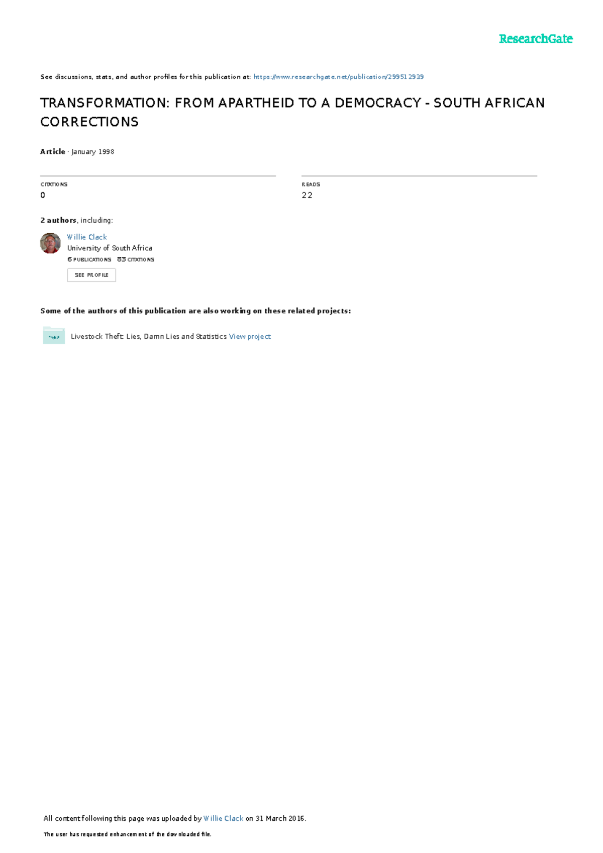 Kalinich - 1998 - Transformation FROM Apartheid TO A Democracy - SO ...