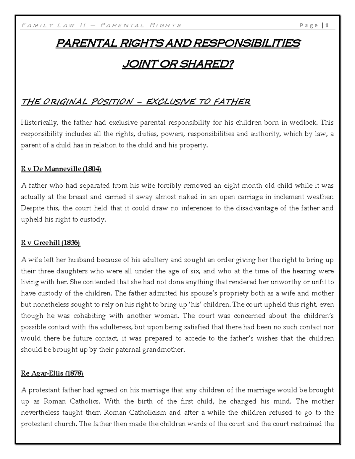 Parental Rights AND Responsibilities - PARENTAL RIGHTS AND ...