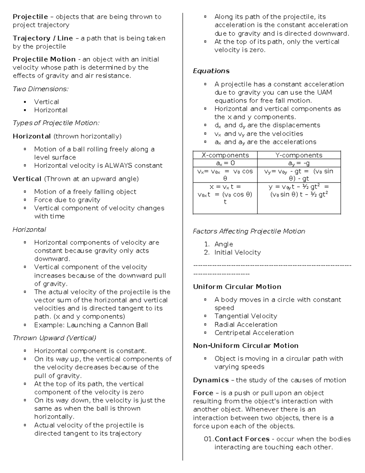 Physics-Reviewer - Physics 2 eeviewer - Projectile – objects that are ...