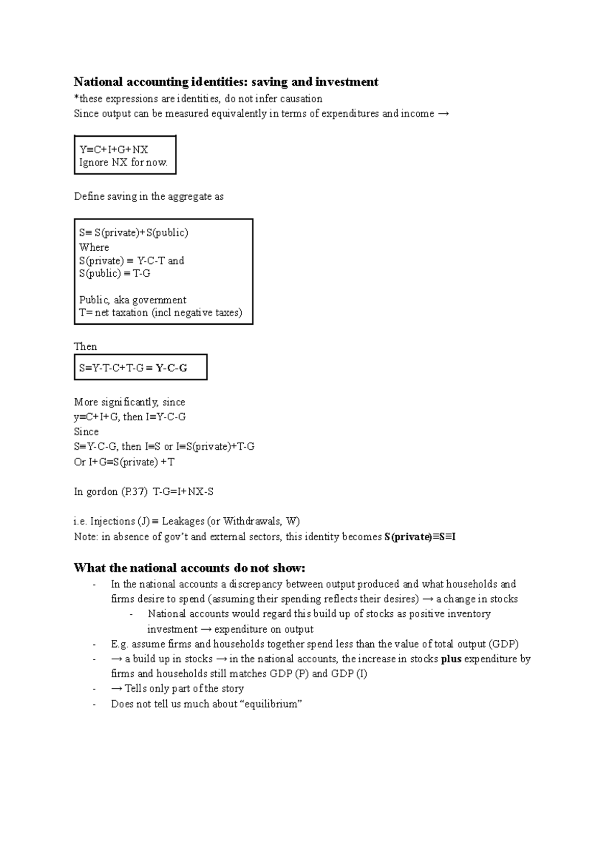 National accounting identities saving and investment - Define saving in ...