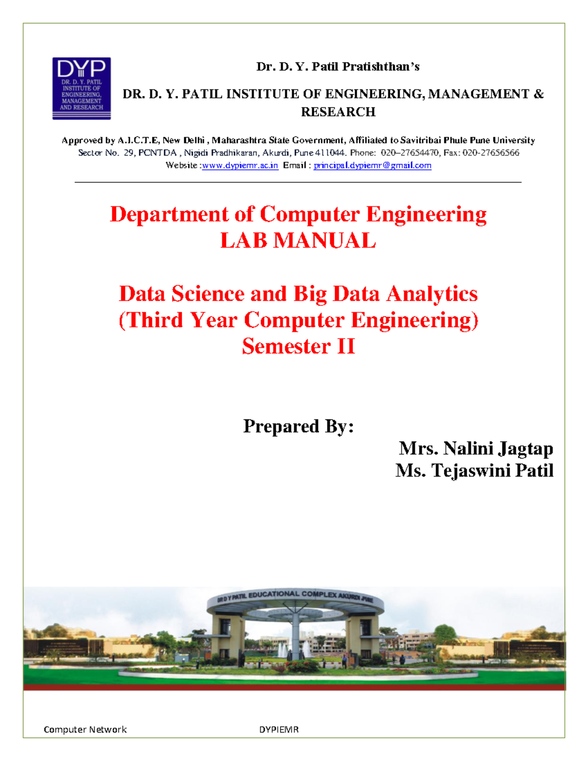 Dbdal LAB - Manual - nothing - Computer Network DYPIEMR Dr. D. Y. Patil ...