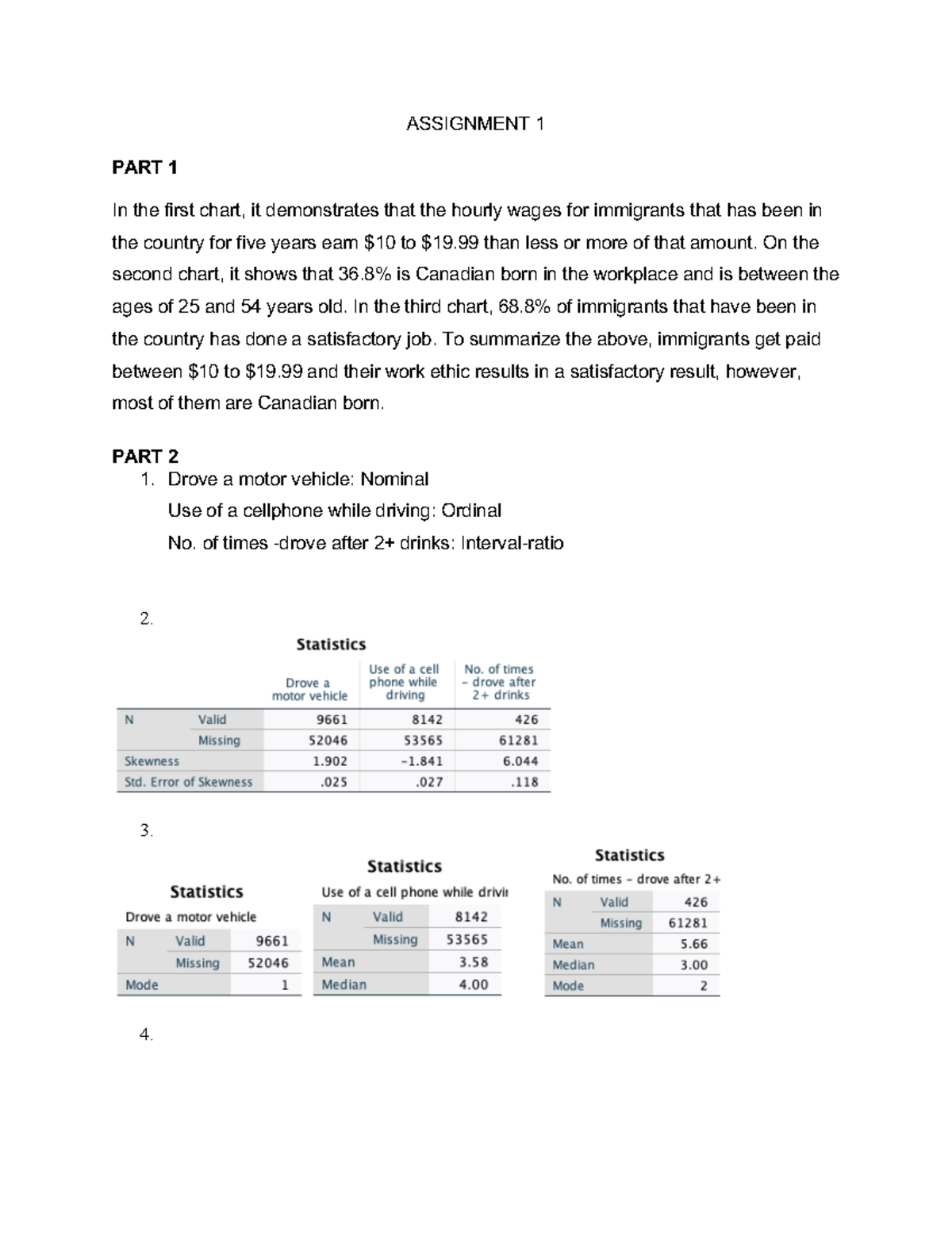 SOCI213 - Assignment 1 (Statistics 2) - ASSIGNMENT 1 PART 1 In the ...