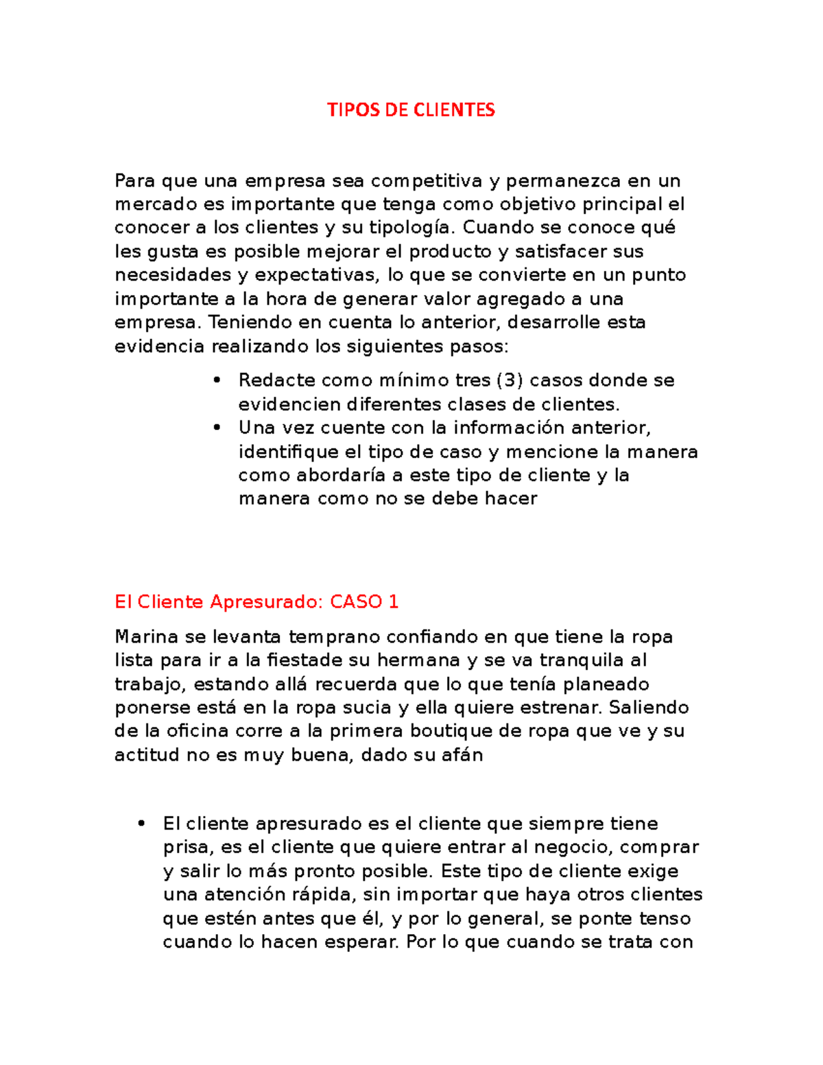 Tipos DE Cliente 1 - TIPOS DE CLIENTES Para que una empresa sea ...