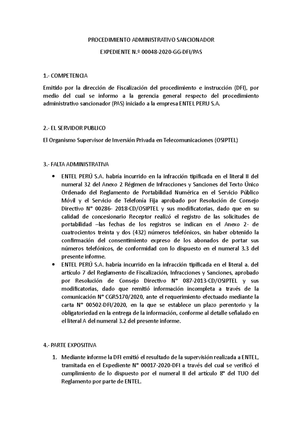 Procedimiento Administrativo Sancionador - PROCEDIMIENTO ADMINISTRATIVO SANCIONADOR EXPEDIENTE N ...