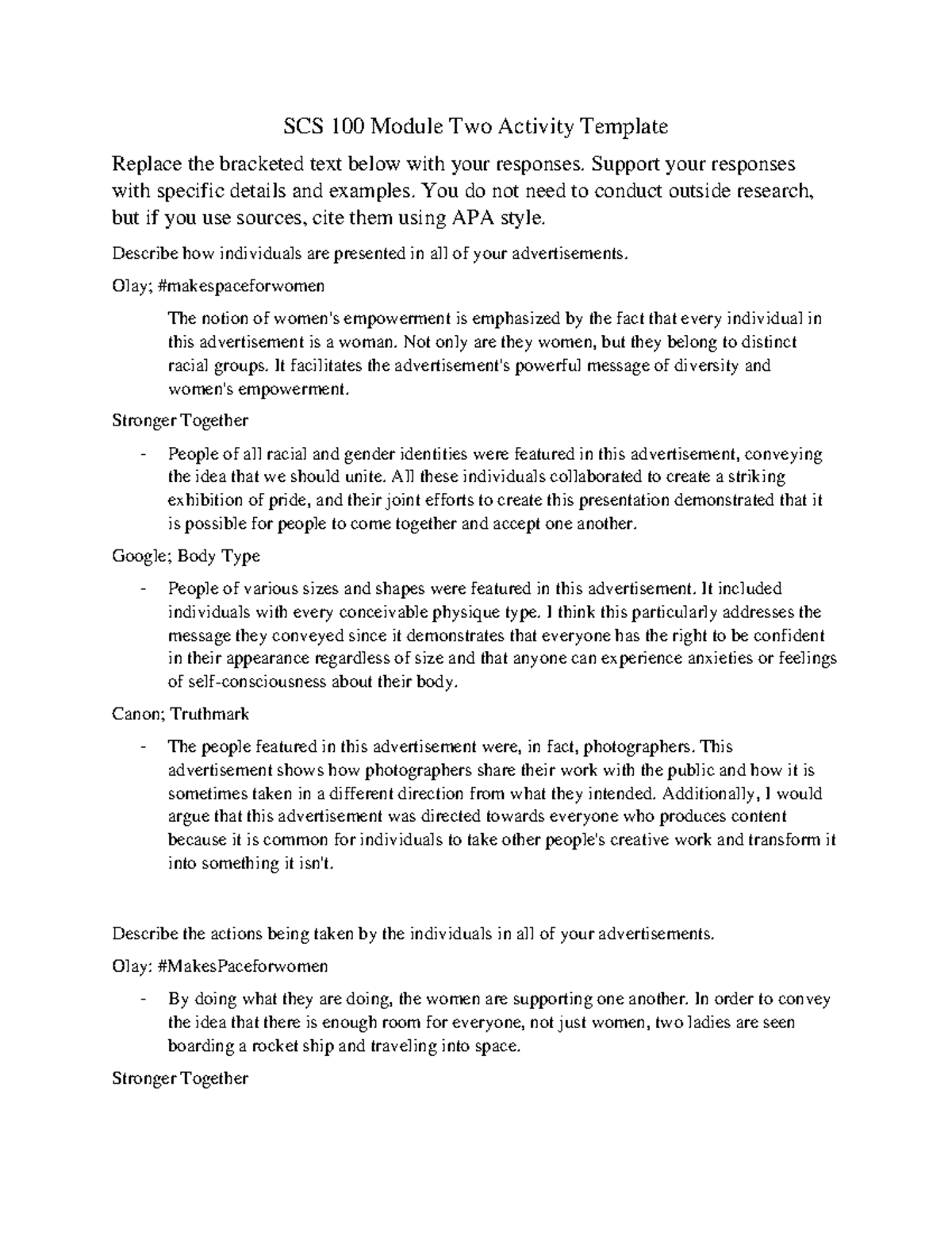Module two activity - SCS 100 Module Two Activity Template Replace the ...
