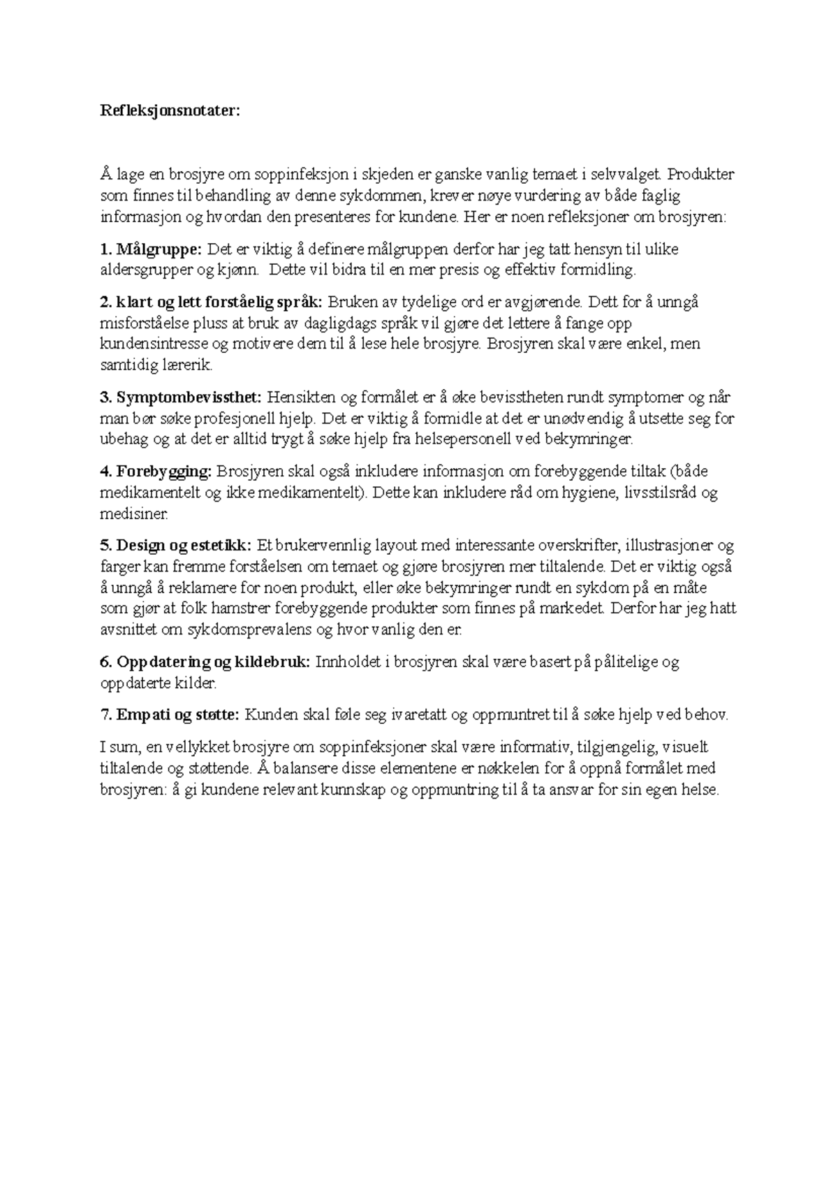 Refleksjonsnotater til brosjyre - Refleksjonsnotater: Å lage en ...