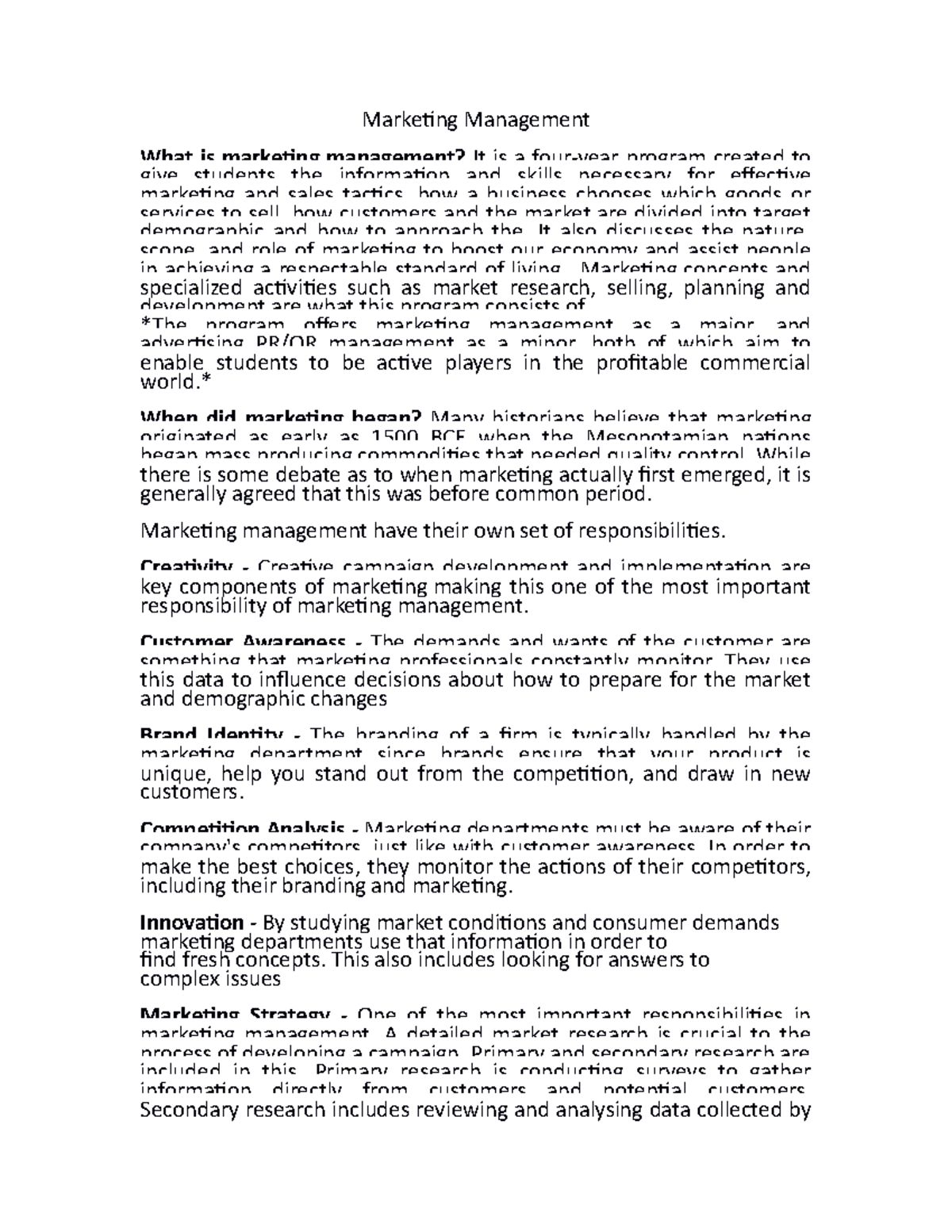 Marketing-Management-report - Marketing Management What is marketing ...