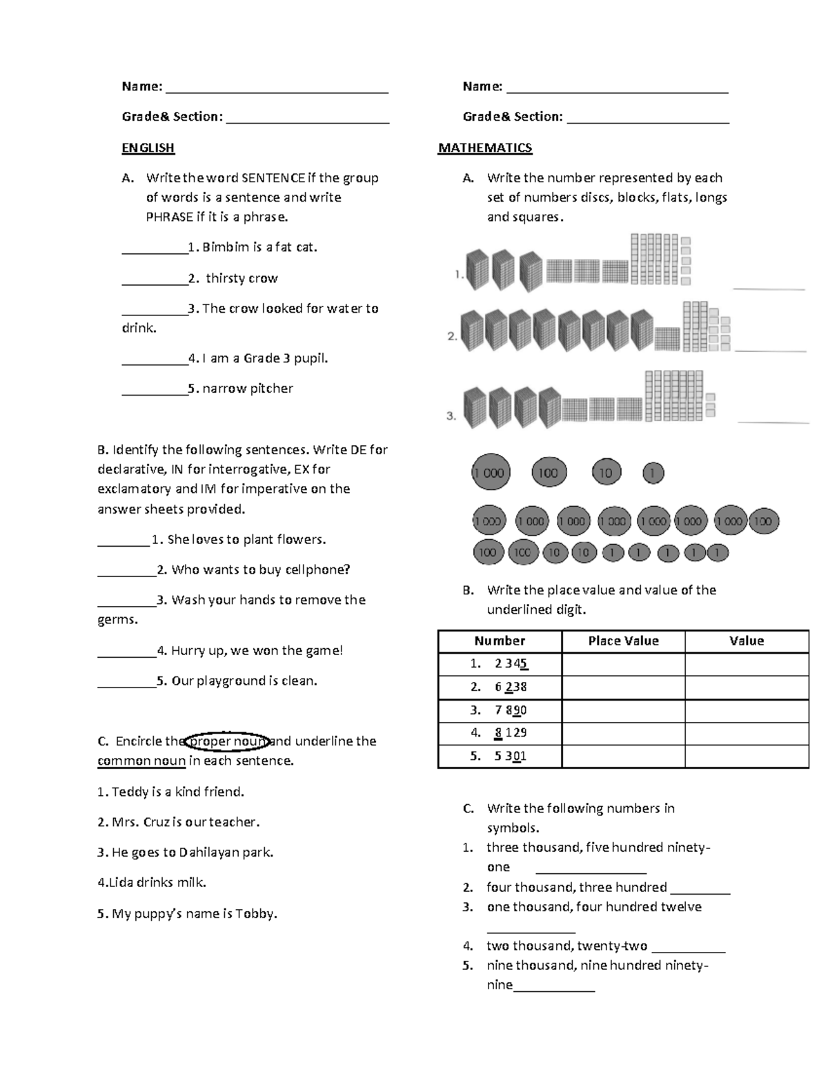 Weekly Test 1 PDF - Summative Test - Name ...
