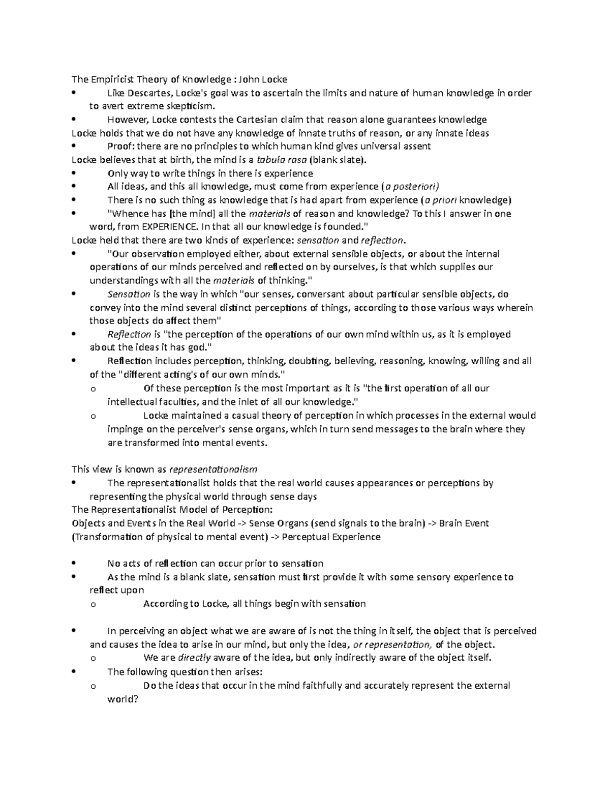 John Locke - Word for word of the lecture presented - The Empiricist ...