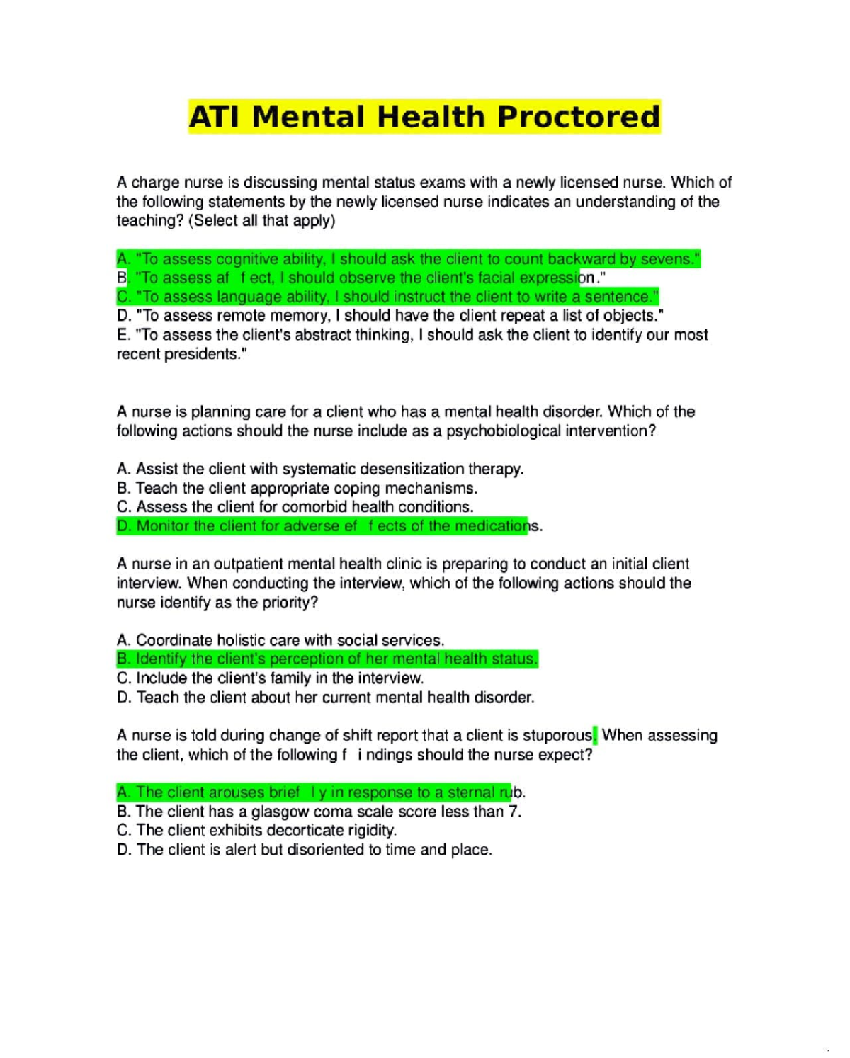ATI 2021 Proctored - Notes - rsng 1116 - Studocu