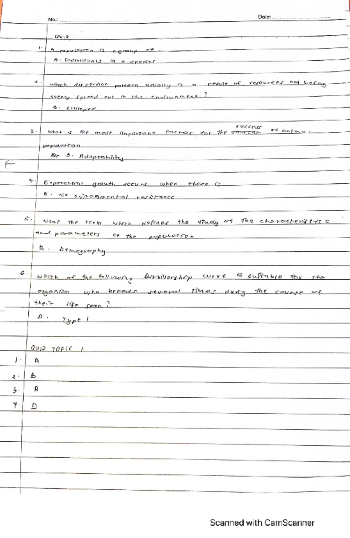 Quiz 1 bio 330 - quiz chapter 1 and chapter 2 answer for exam revision ...