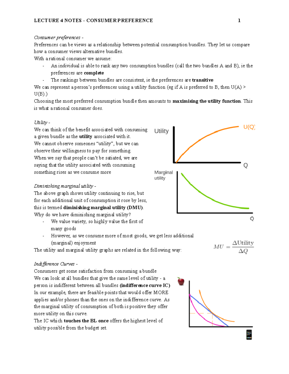 Lecture 4 Consumer Preferences - Consumer preferences - Preferences can ...