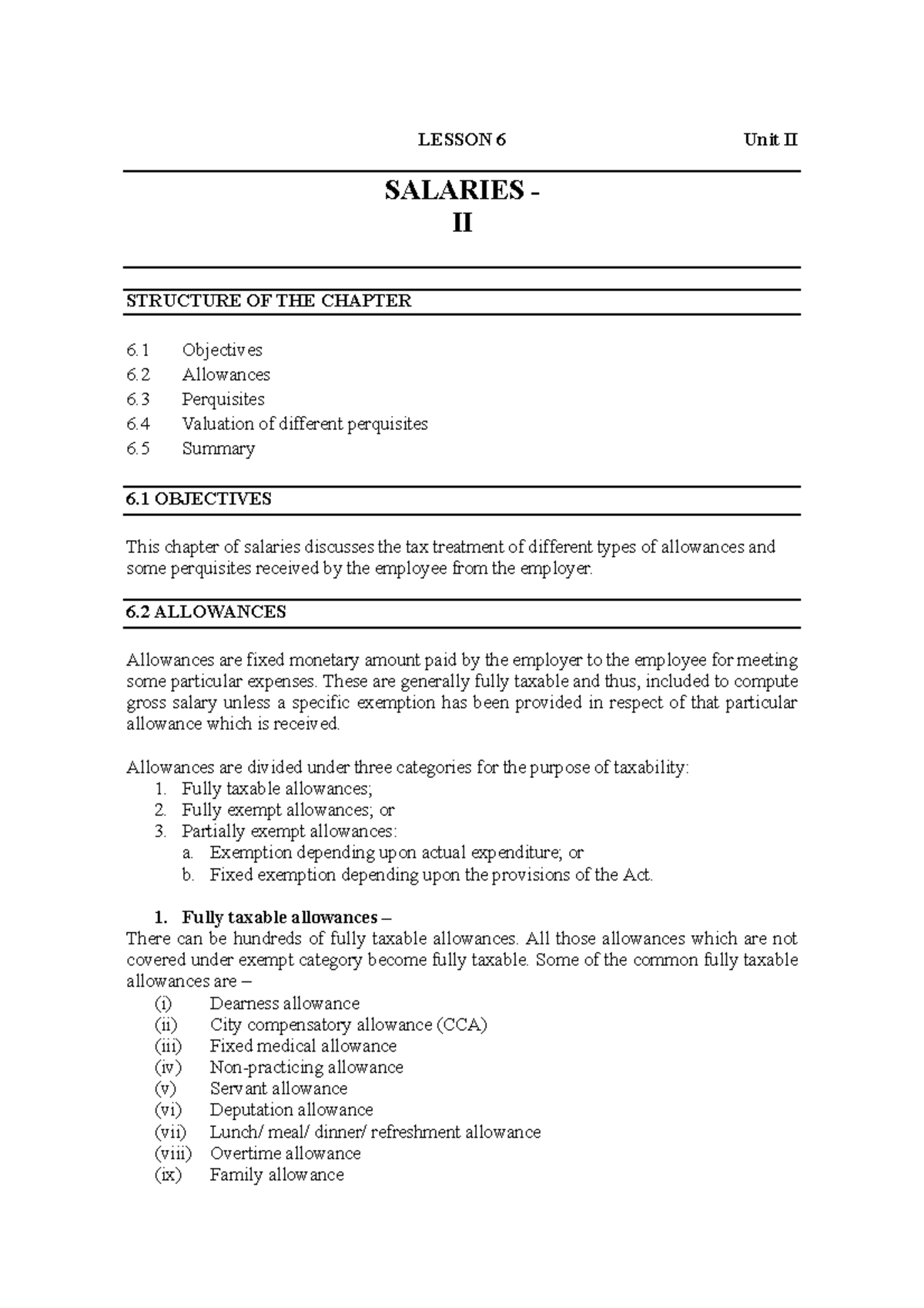 IT- Lesson 5 - Notes - LESSON 6 SALARIES - II Unit II STRUCTURE OF THE ...