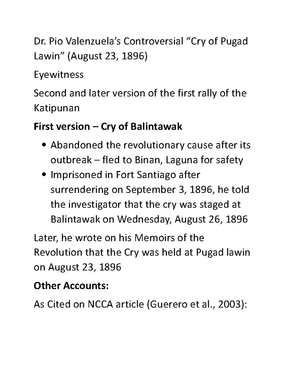 Dr Pio Valenzuela Analysis - Dr. Pio Valenzuela’s Controversial “Cry of ...