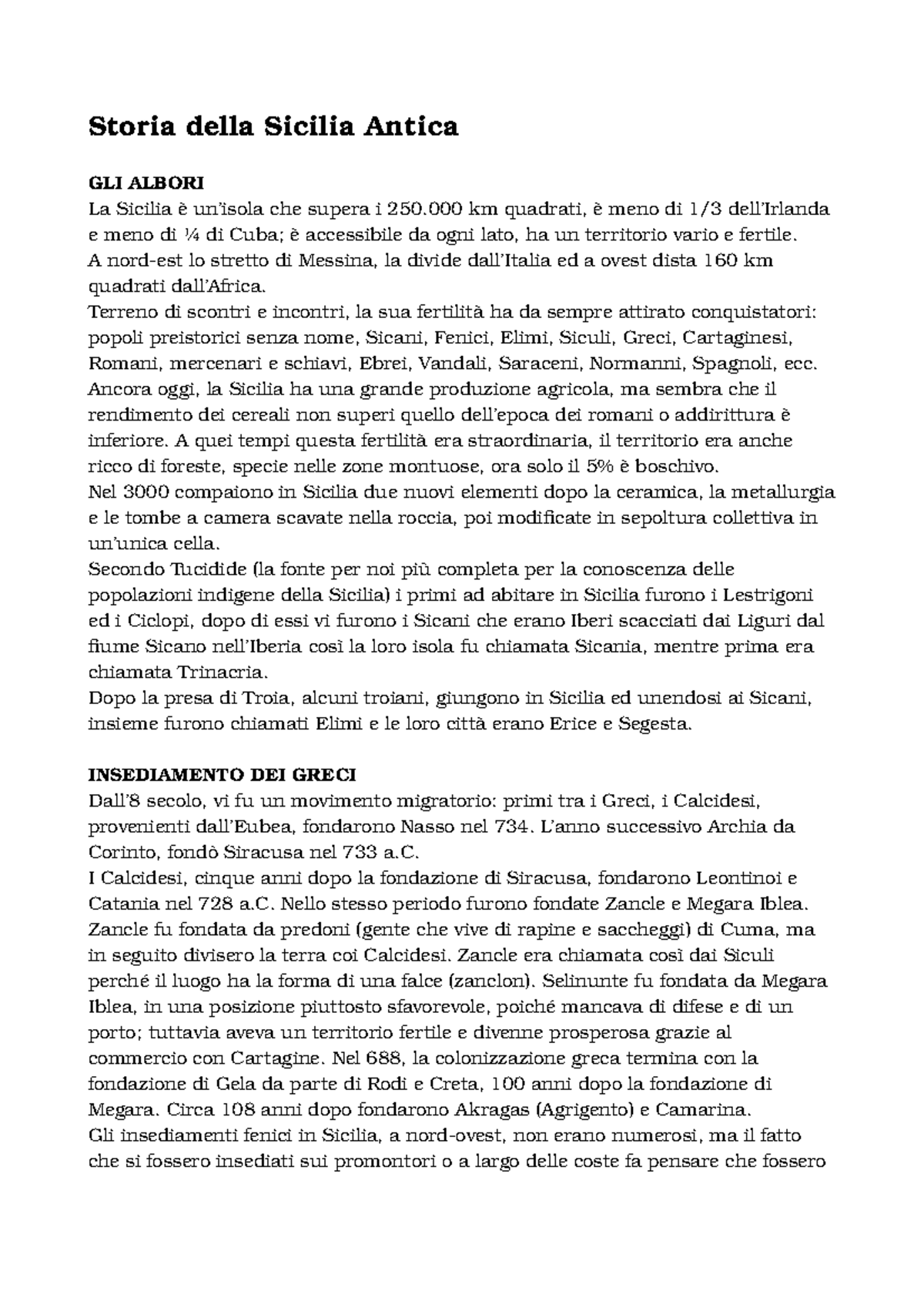 Storia Della Sicilia Antica 1 - Storia della Sicilia Antica GLI ALBORI ...