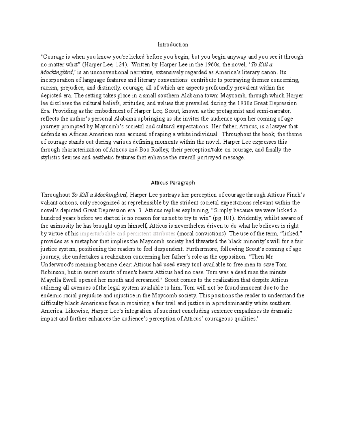 ENG rough Draft - TKAMB - Introduction "Courage is when you know you're ...