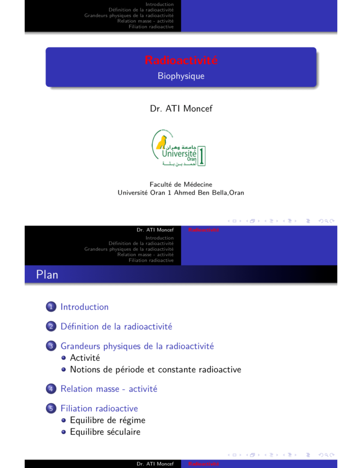 Radioactivité - médecine générale - biophysique - Studocu