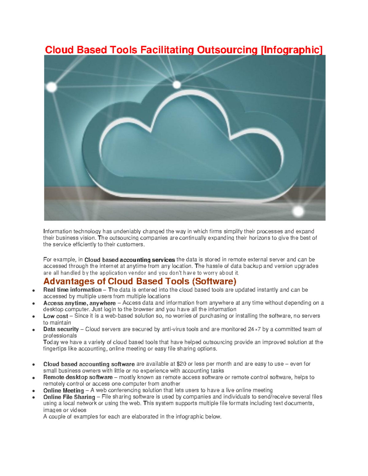 Cloud Based Tools Facilitating Outsourcing [Infographic] - Warning: TT ...
