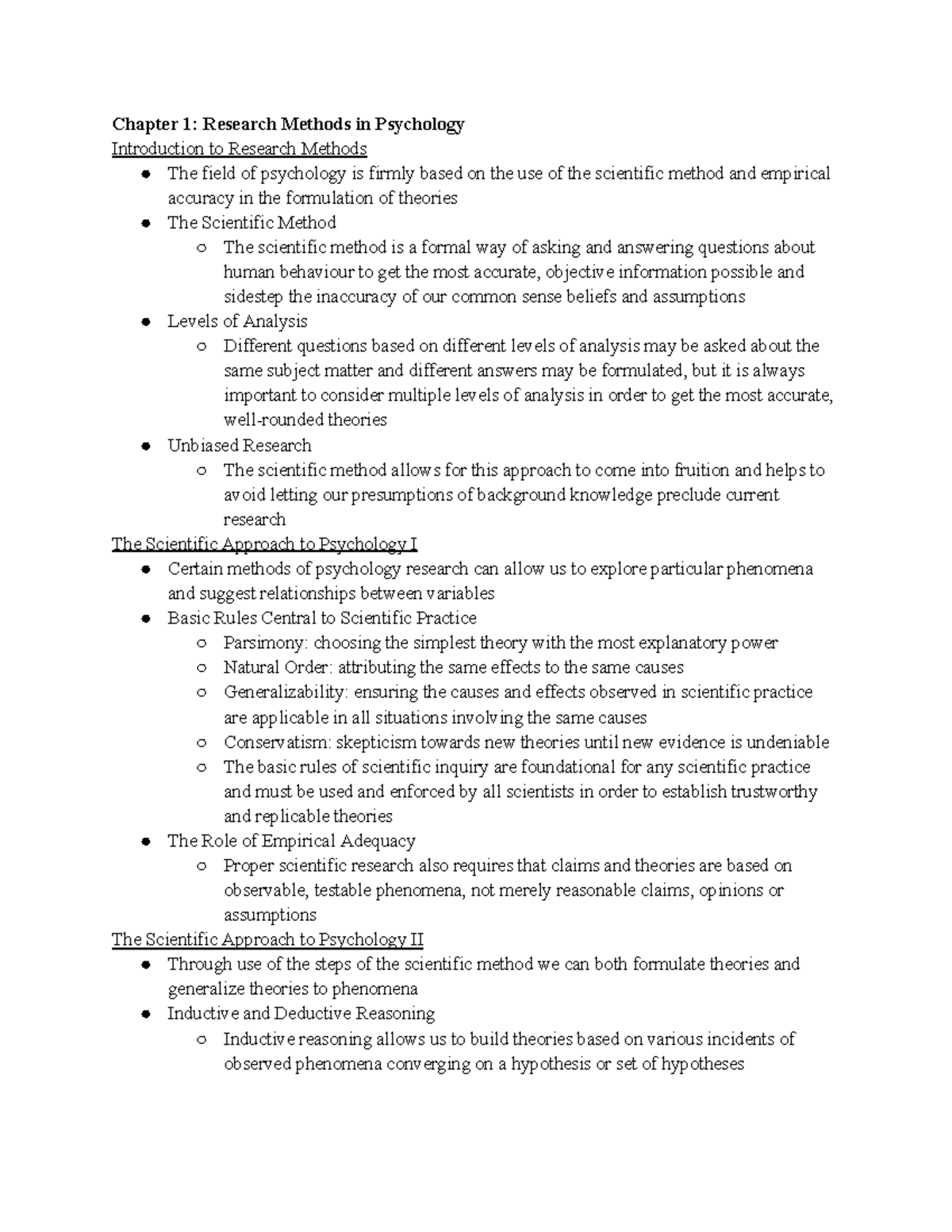 Psych 1F03 Textbook Notes - Chapter 1: Research Methods in Psychology ...