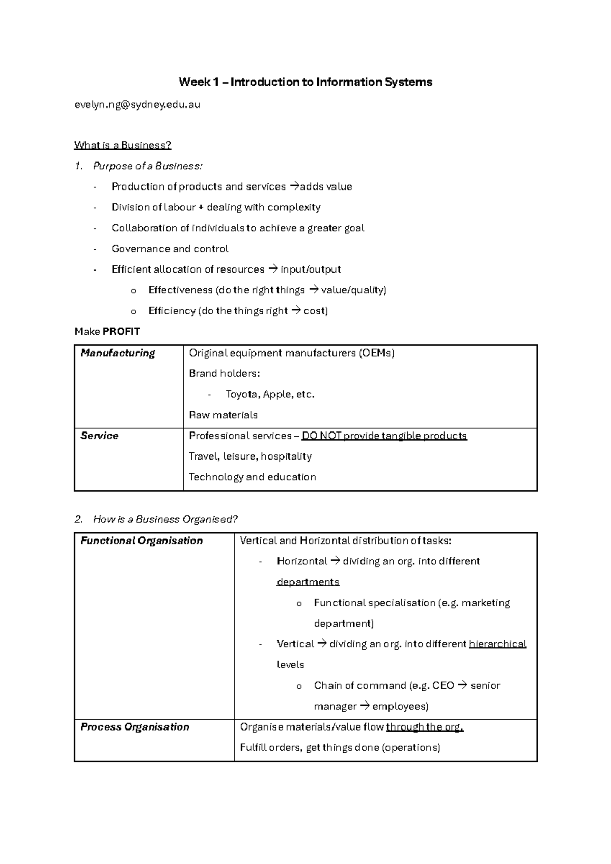 INFS1000 Wk. 1 Lecture Notes - Week 1 – Introduction to Information ...