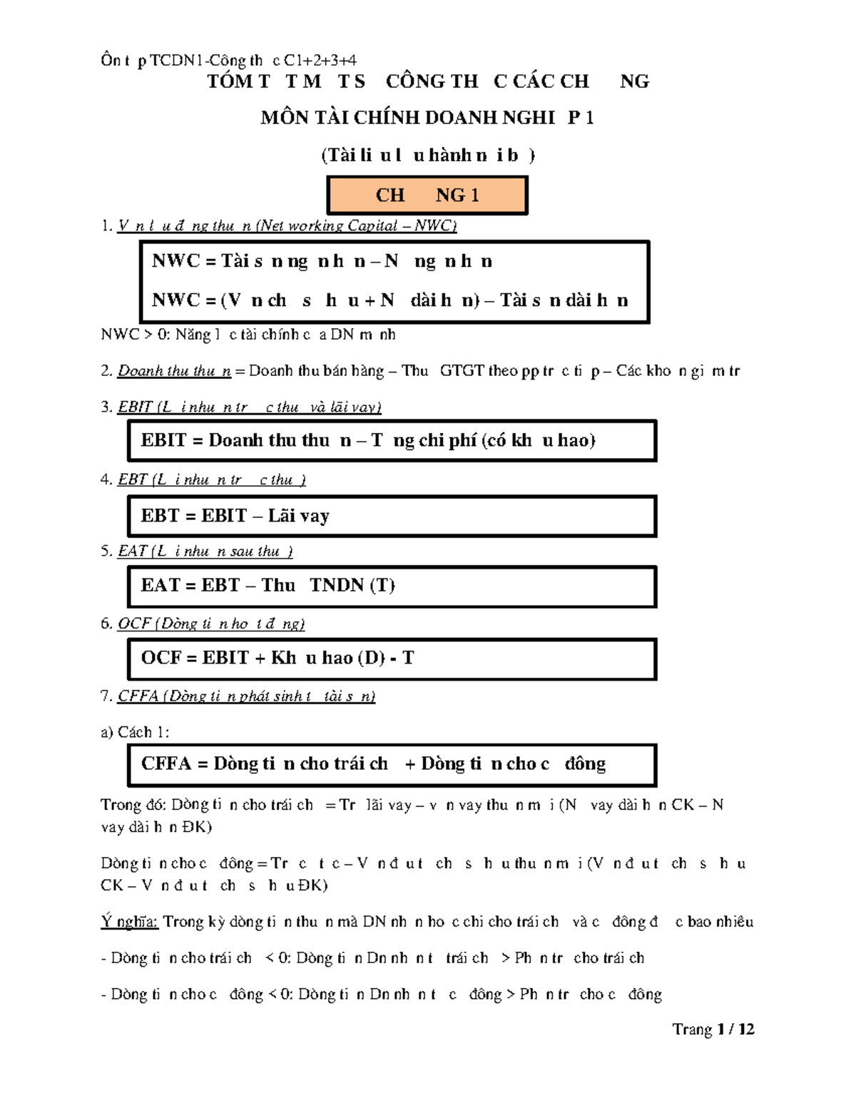 Cong thuc tai chinh doanh nghiep vieclamvui 1 2 3 4 - TÓM TẮ T MỘ T SỐ ...